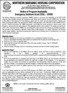 Notice of Program Availability ESG – COVID – Northern Marianas Housing ...