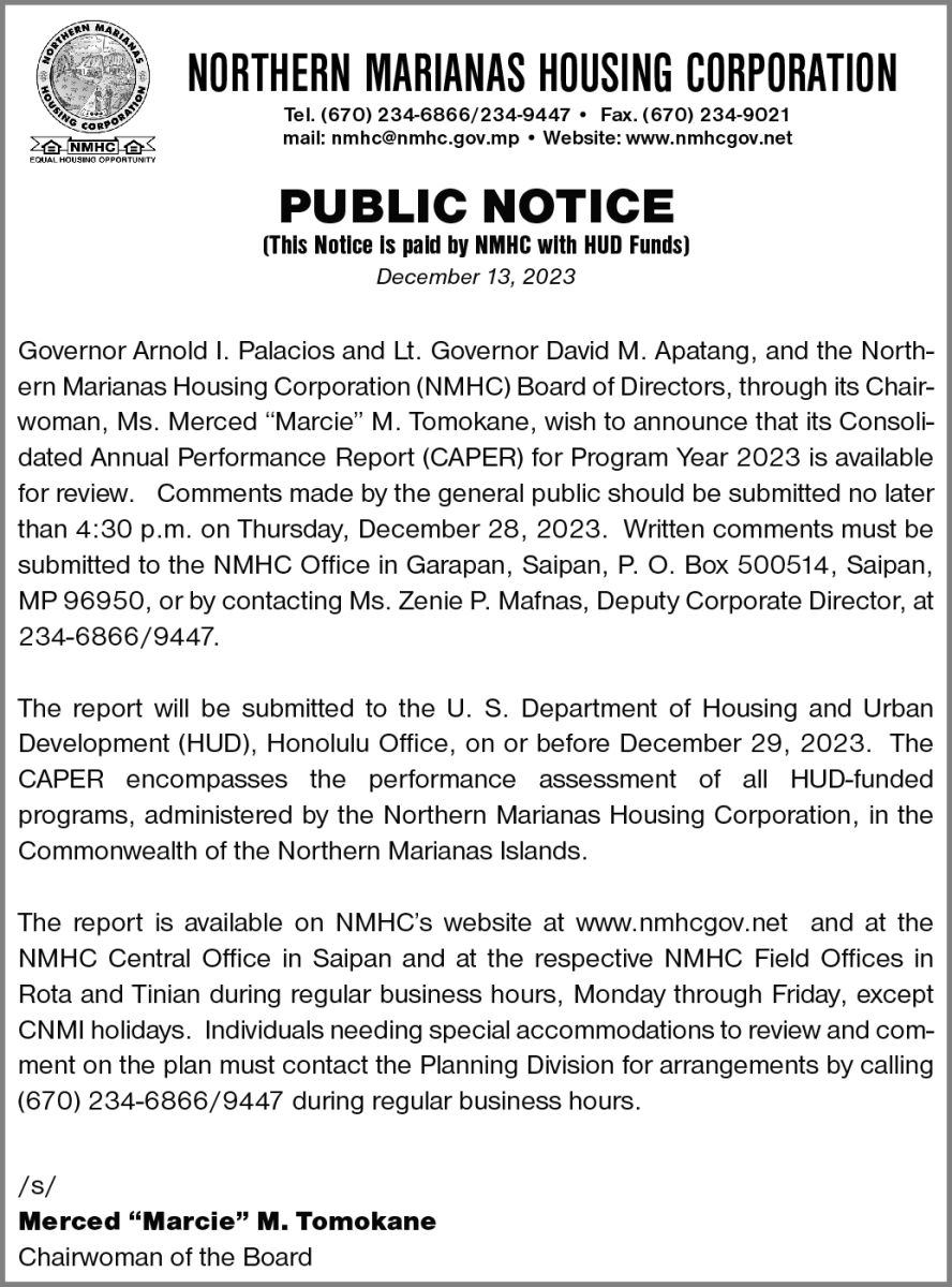 Public Notice: Program Year 2023 Consolidated Annual Performance Report ...